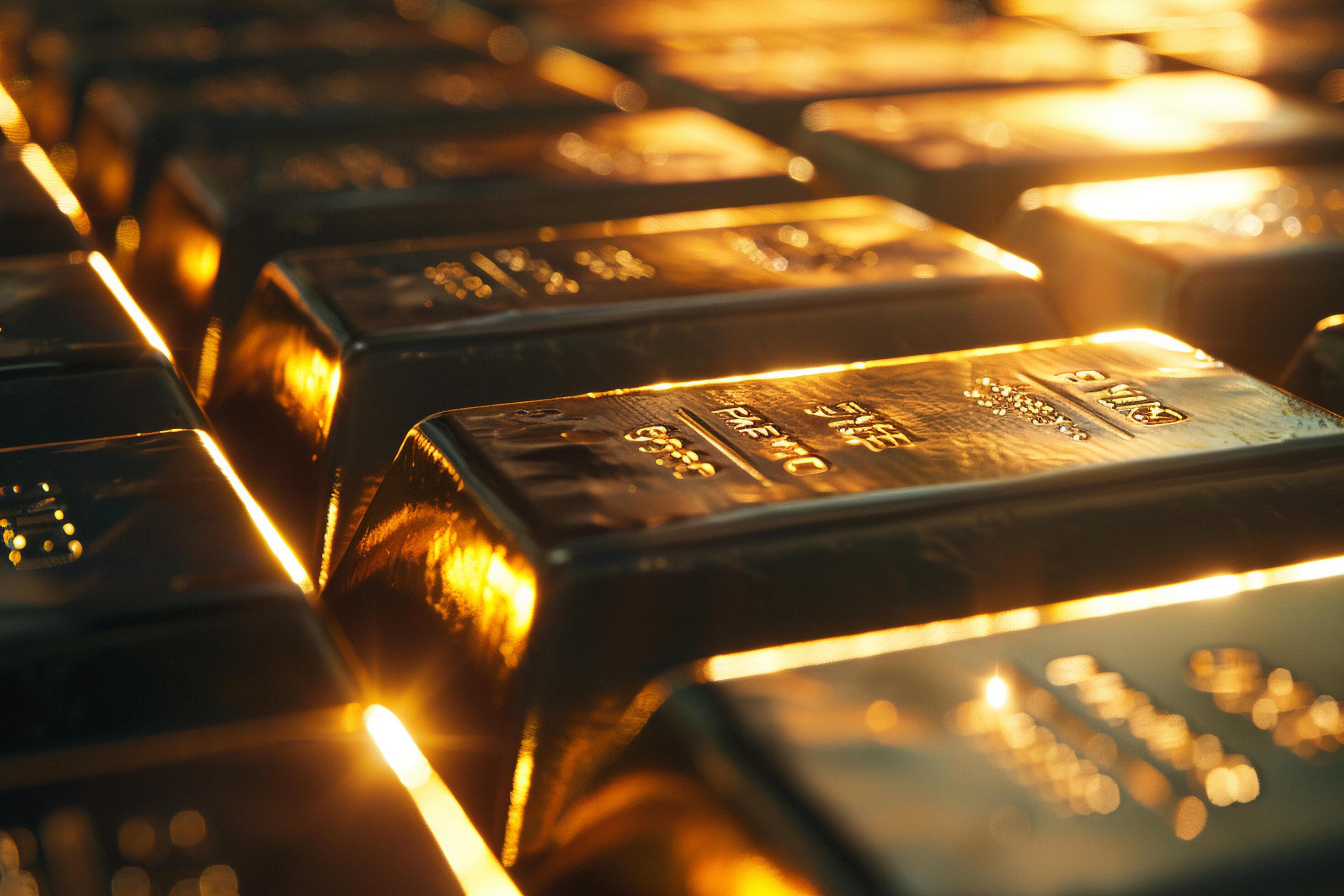 AI generated Stack of Gold Bars Glowing in Light 39246844 Stock Photo at Vecteezy