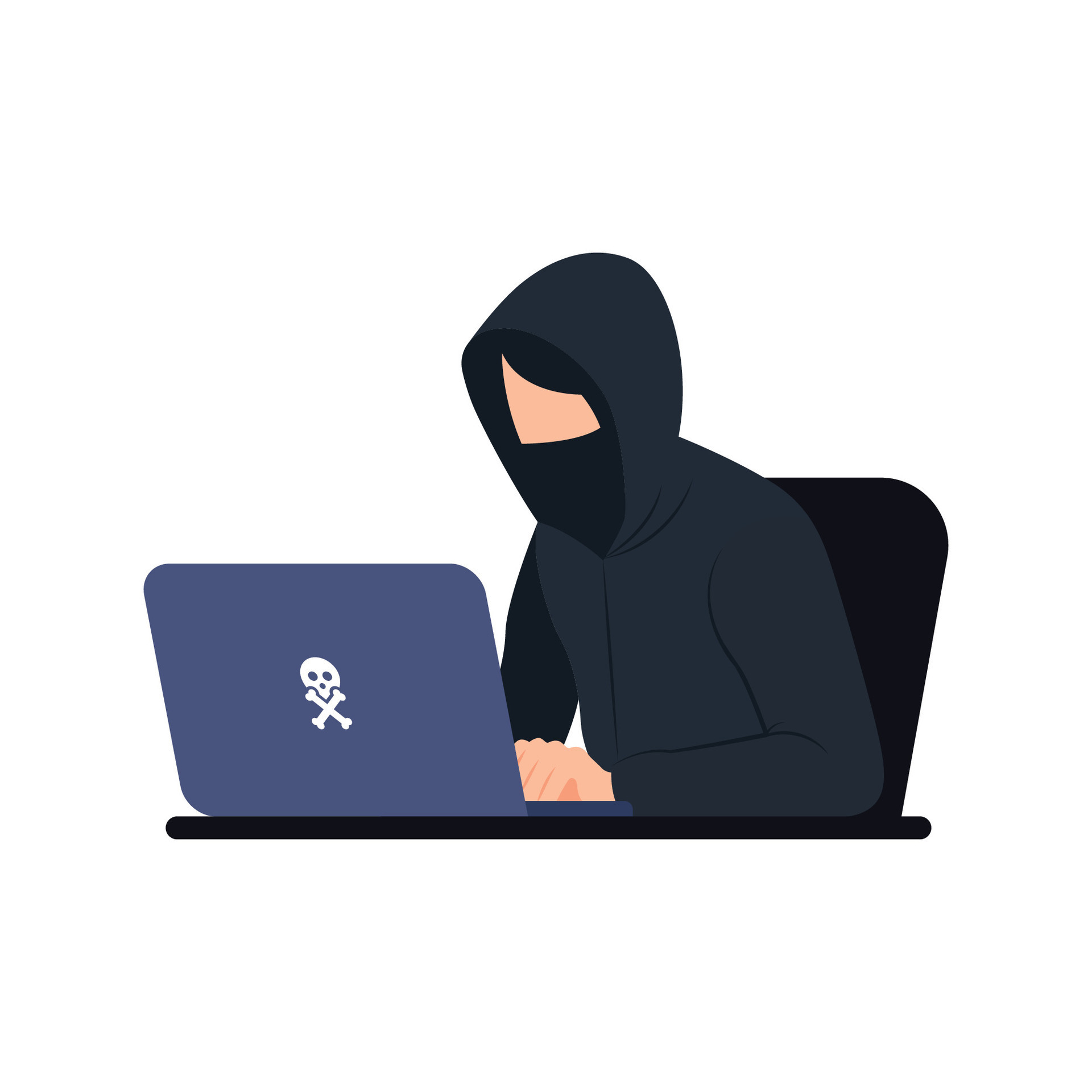 Hacker And Cyber Criminal Stealing Confidential Data With Laptop Computer 39257968 Vector Art At