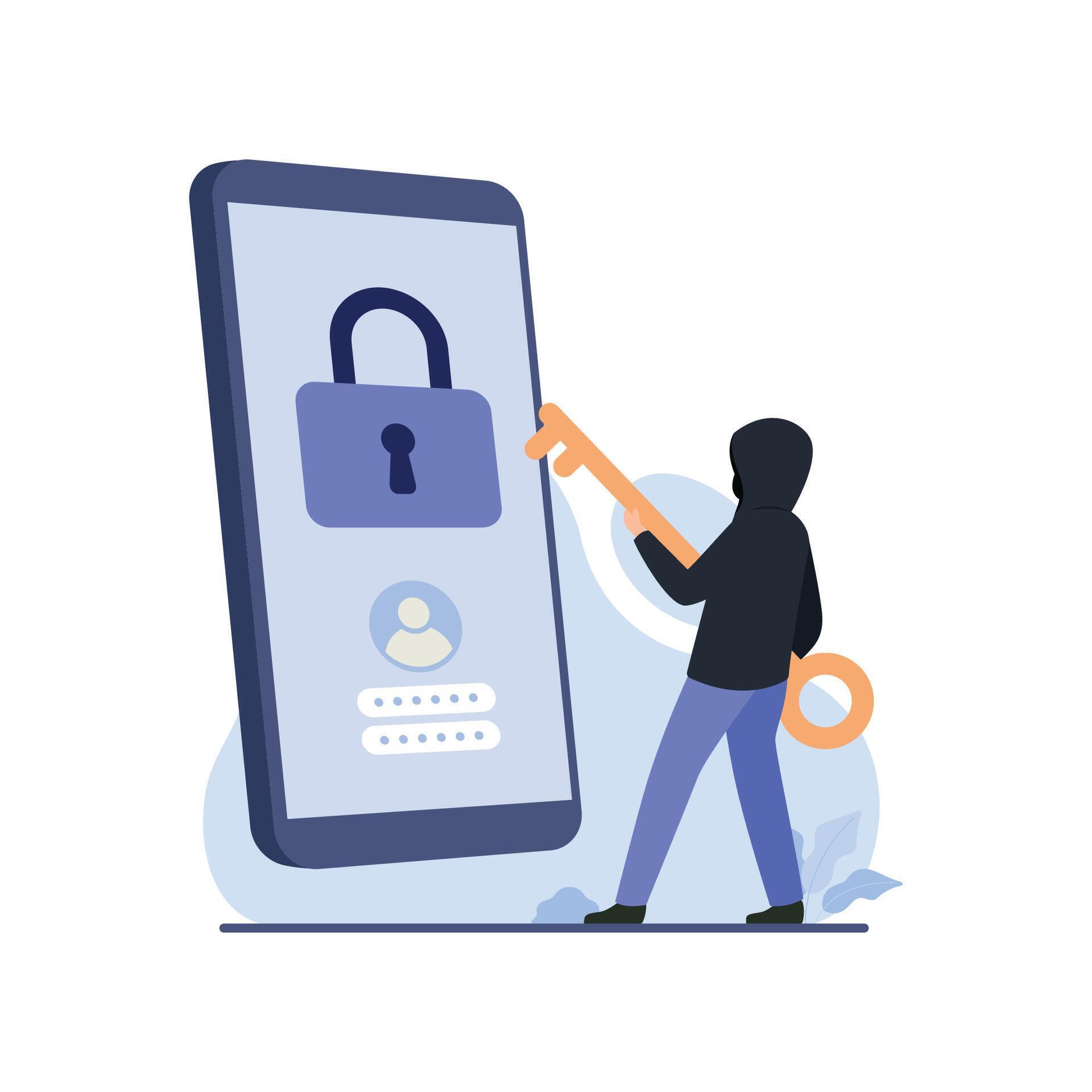 Hacker And Cyber Criminal Stealing Confidential Data With Laptop Computer 39257984 Vector Art At