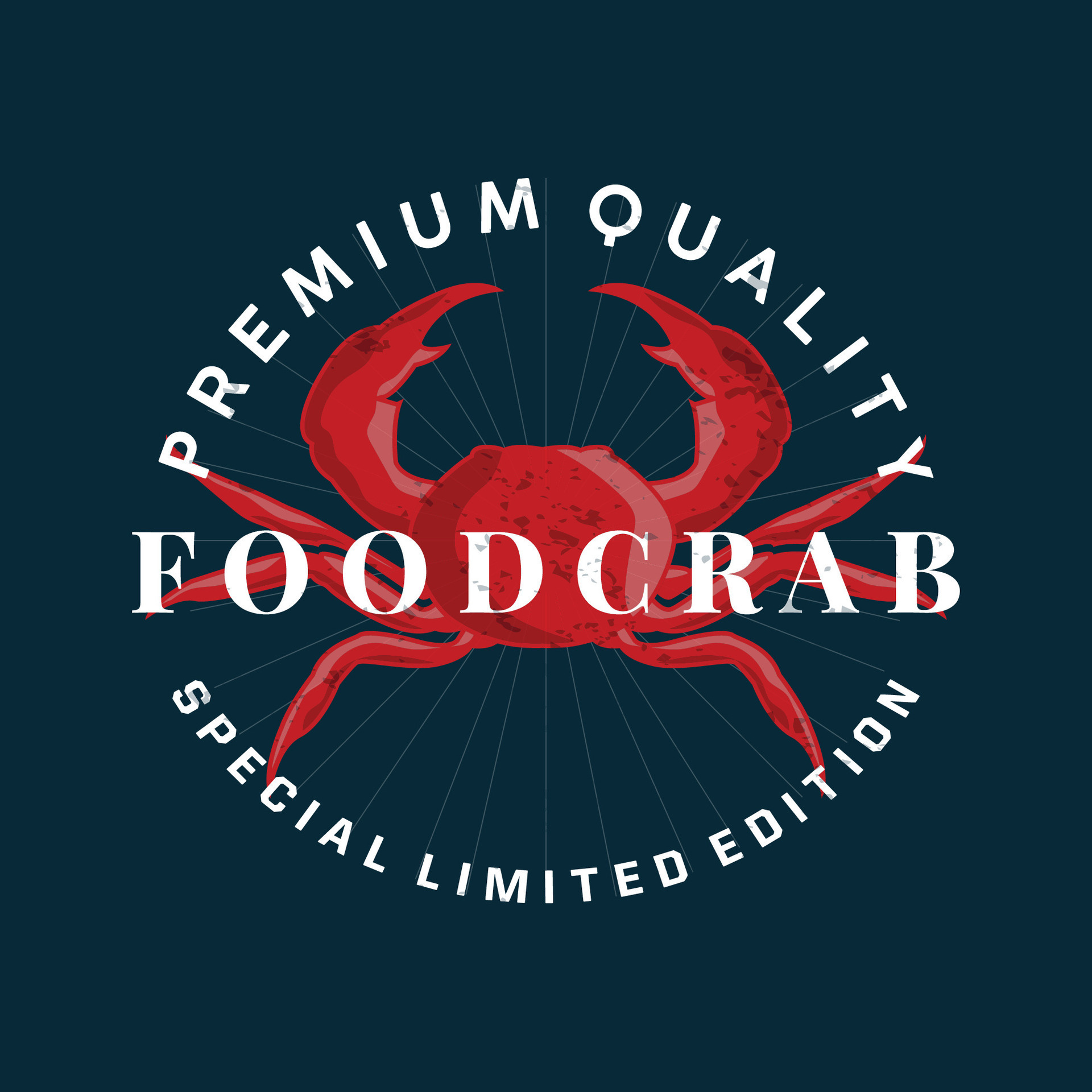 Simple Crab Logo Design Vector Retro Vintage Seafood Restaurant Sea Crab Farming Template