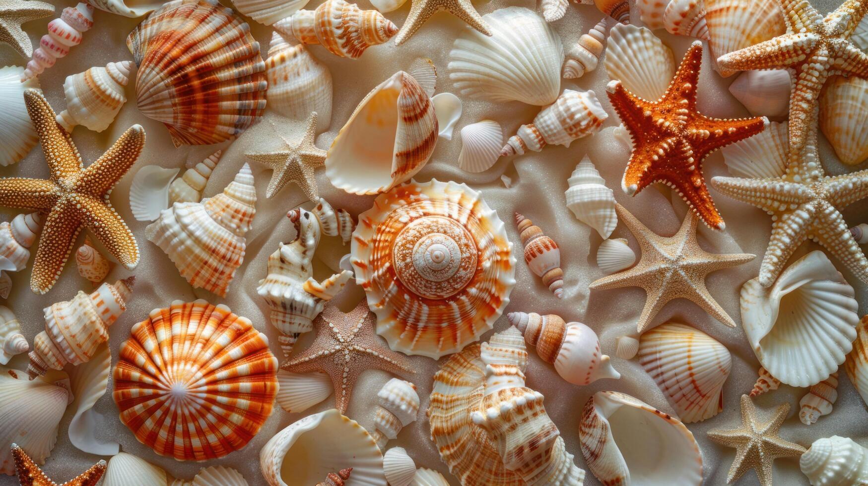 AI generated Abstract background made of shells of different shapes and ...