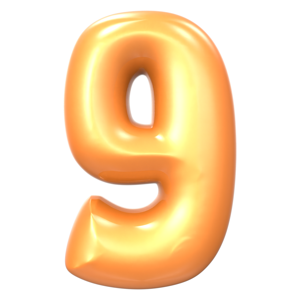 Gold Number 9 3d Render 39301069 Png