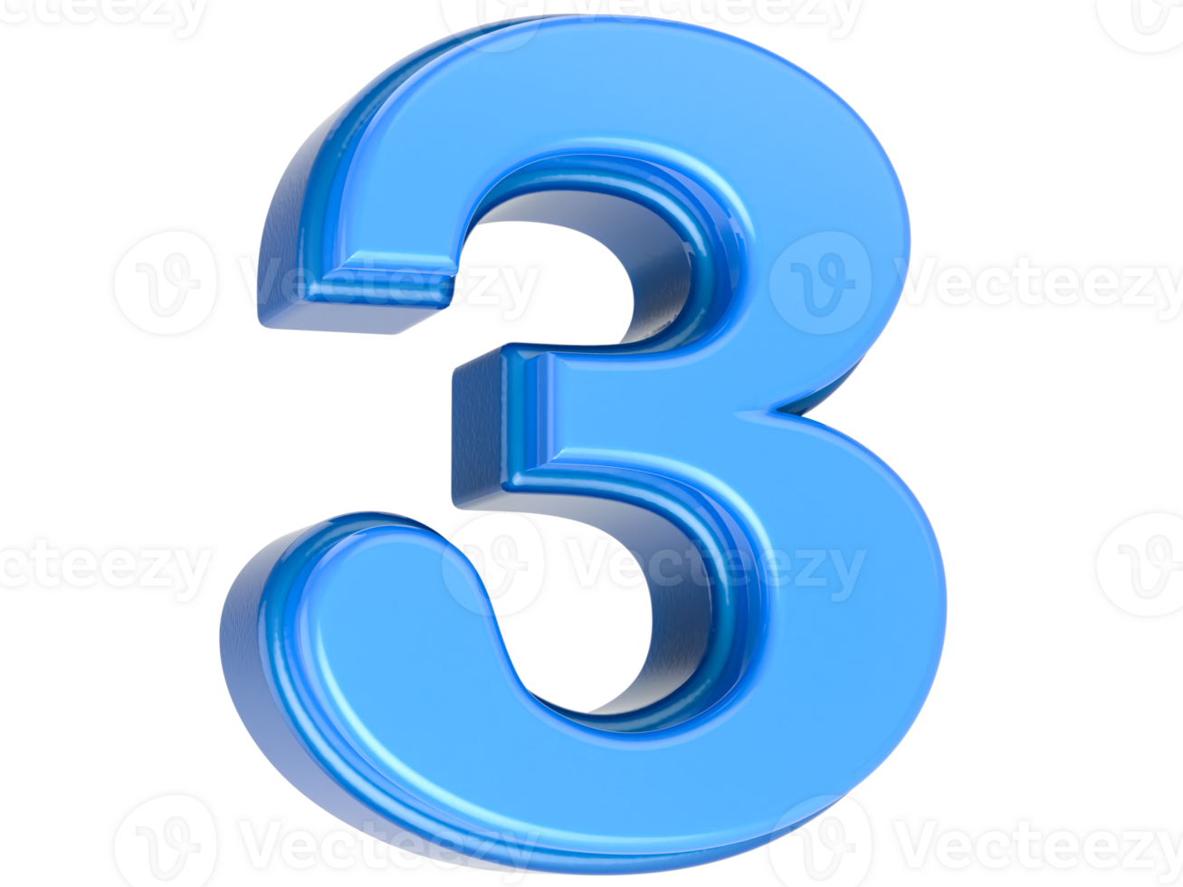 Blue Number 3 3D Rendering 39301093 PNG
