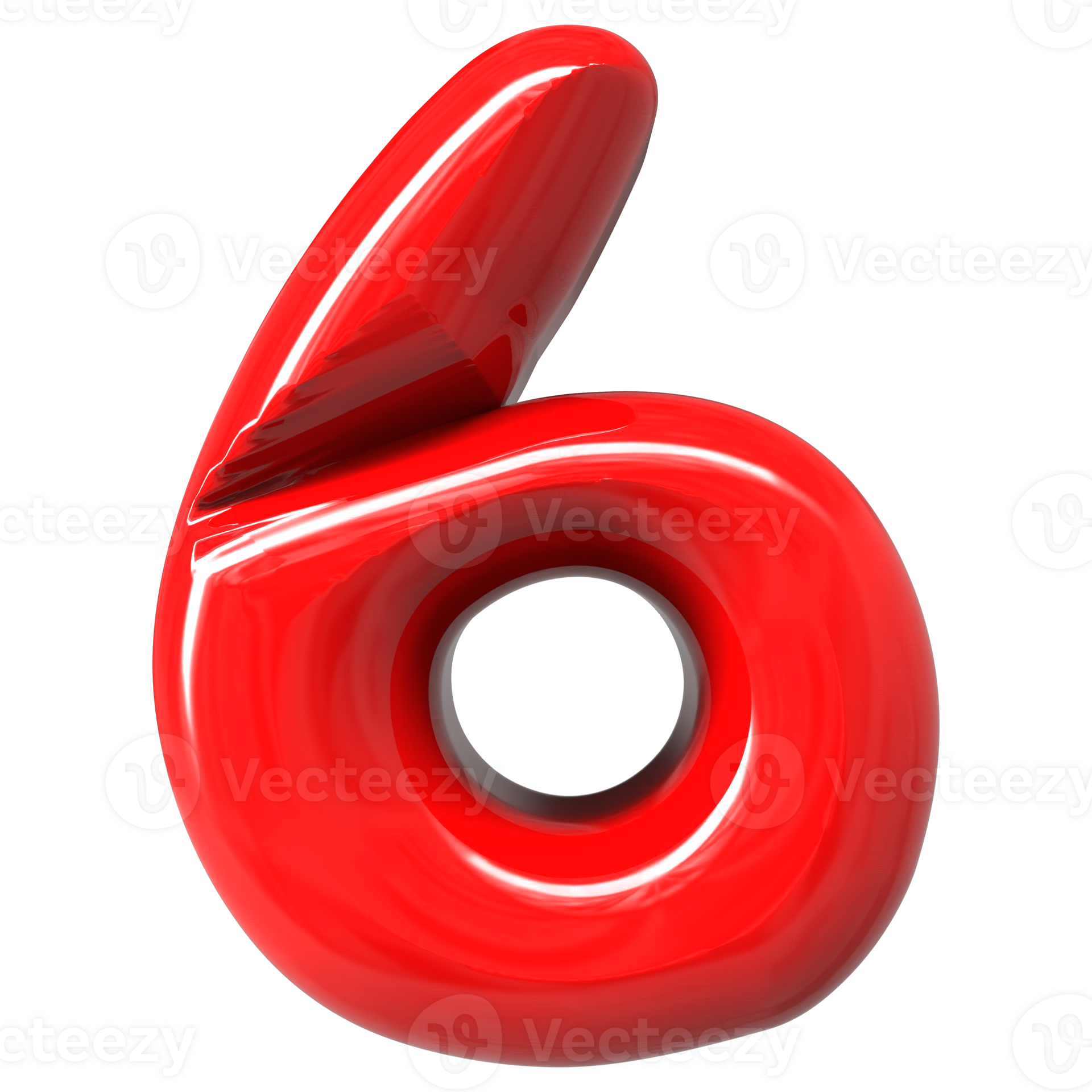 Red Number 6 3D Render 39301150 PNG