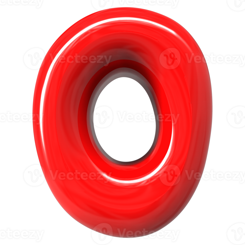 Red Number 0 3d Render 39301153 Png