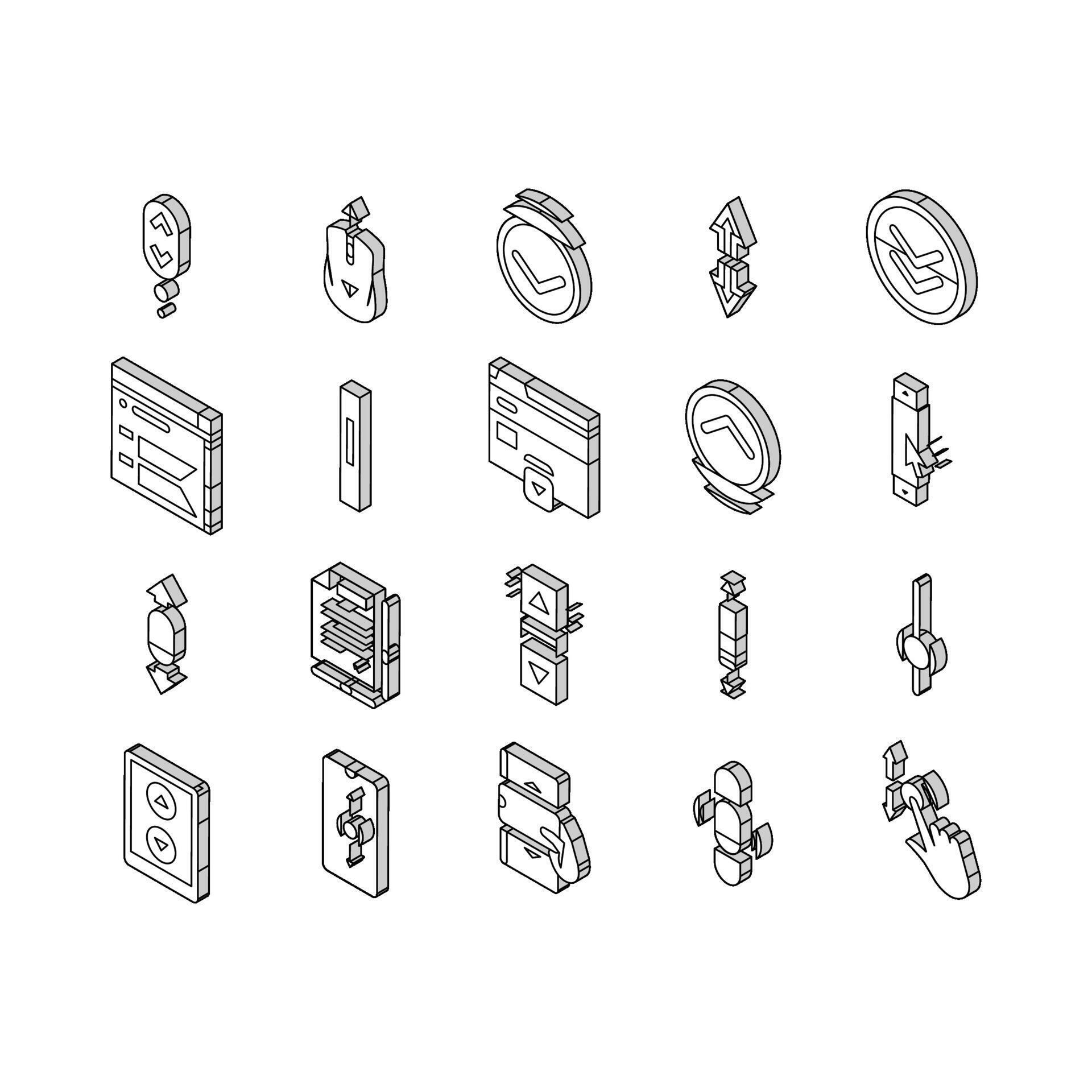 Scroll Computer Mouse Cursor Isometric Icons Set Vector 39306178 Vector