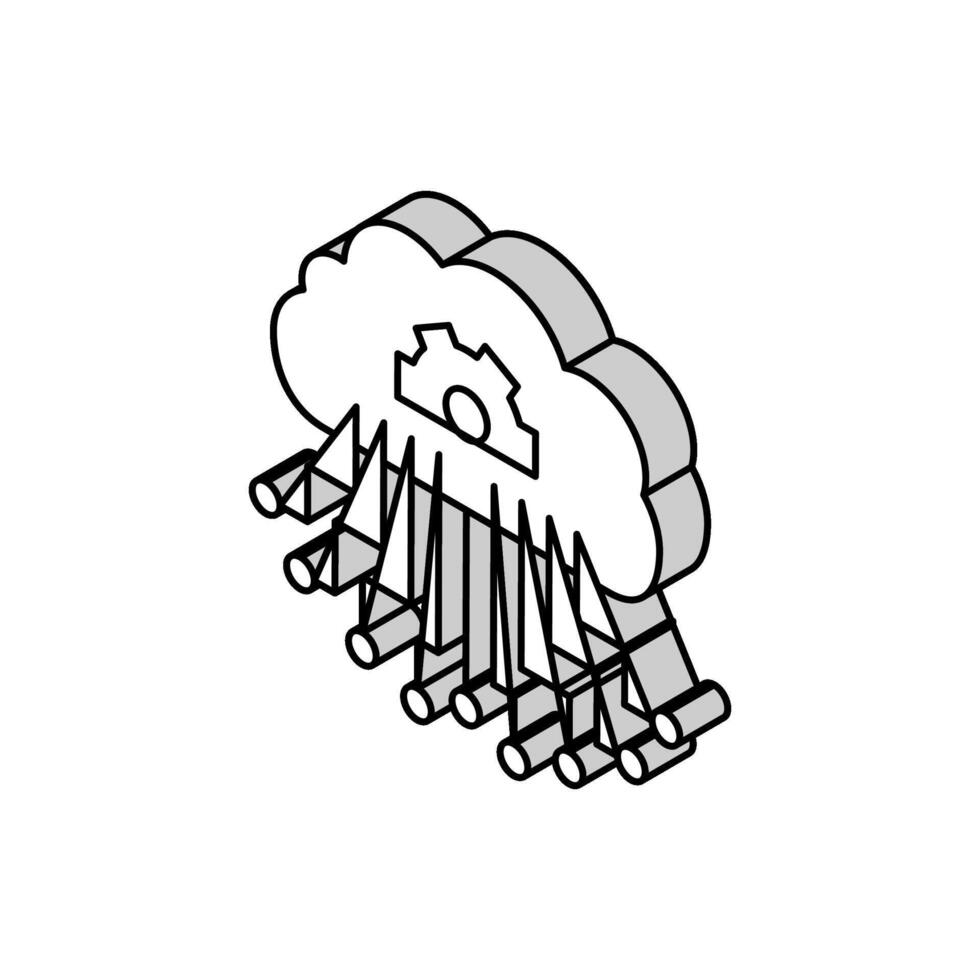 cloud storage and working process neural network isometric icon vector ... cloud storage and working process neural network isometric icon vector ...