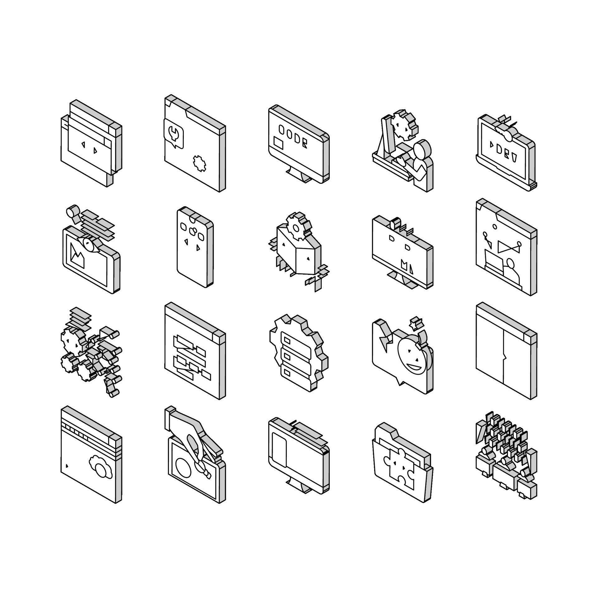 Dev Code Occupation Collection Isometric Icons Set Vector 39307880 Vector Art At Vecteezy