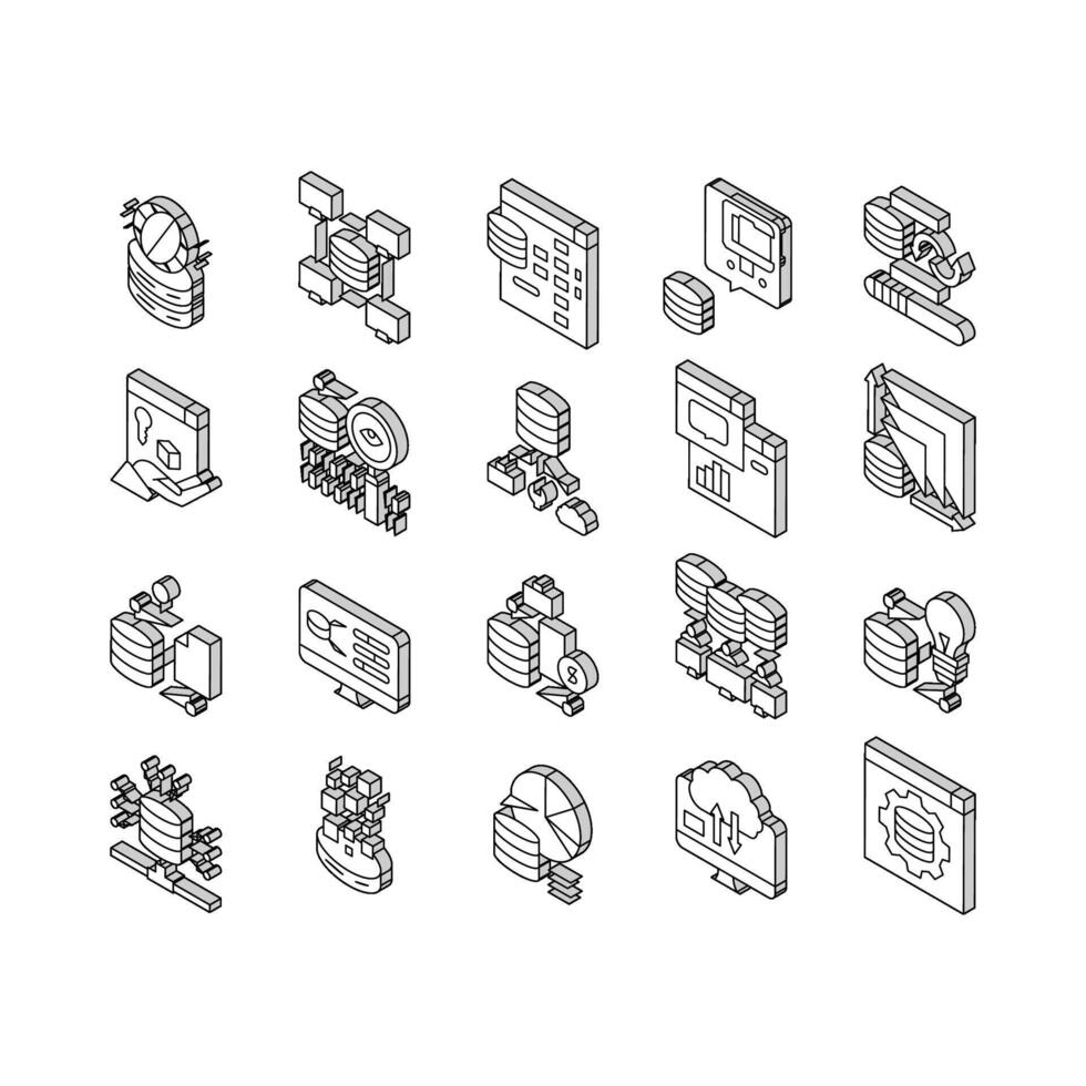 Digital Processing Collection Isometric Icons Set Vector Illustration 39308758 Vector Art At