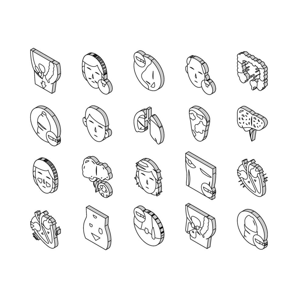Disease Human Organ Collection Isometric Icons Set Vector 39309405