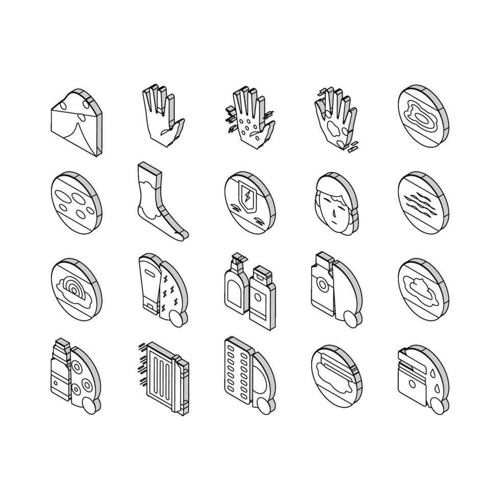 Eczema Disease Treat Collection Isometric Icons Set Vector 39309506
