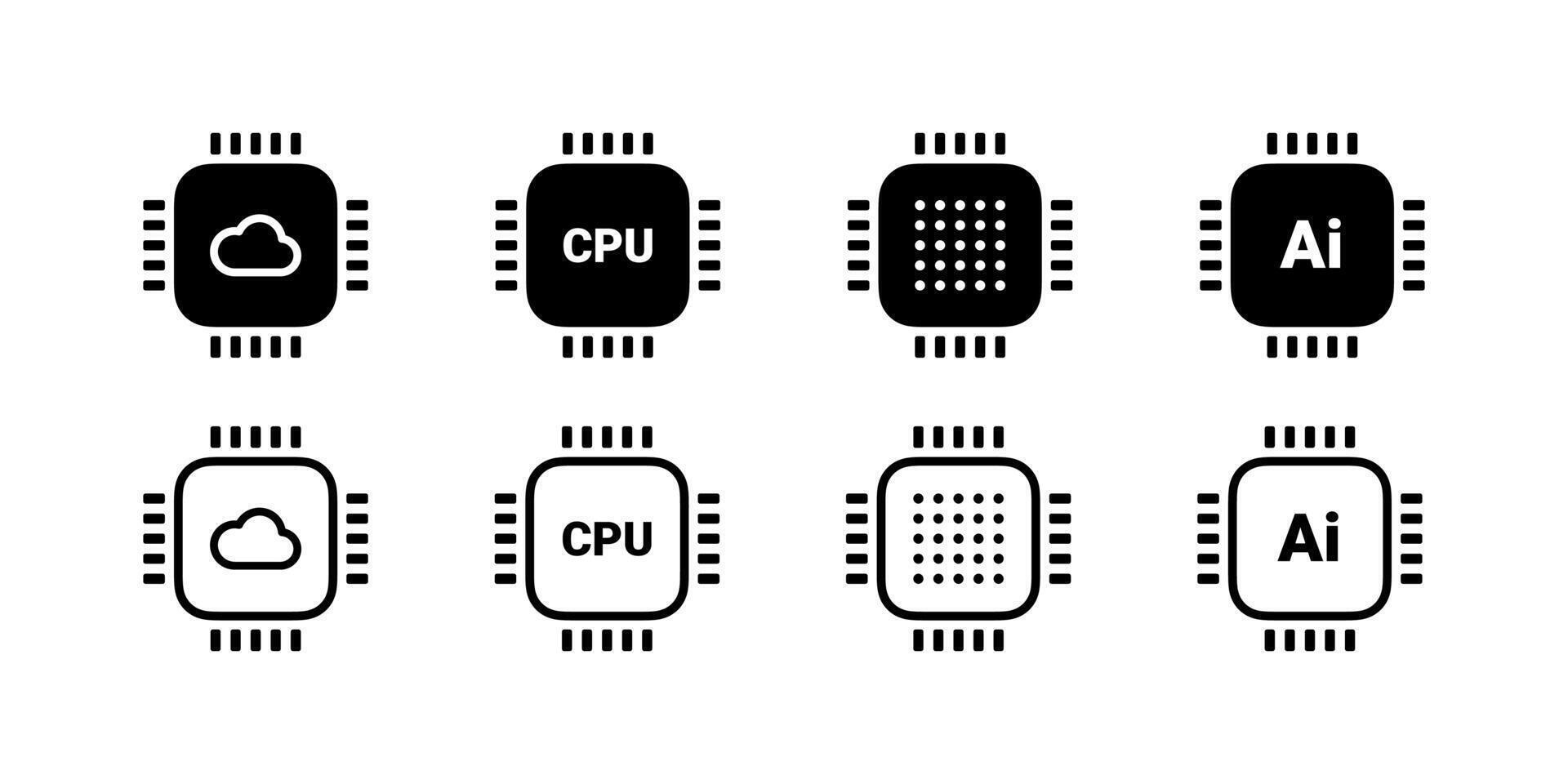 Microchip Icons Artificial Intelligence Chips Vector Icons 39315332 Vector Art At Vecteezy