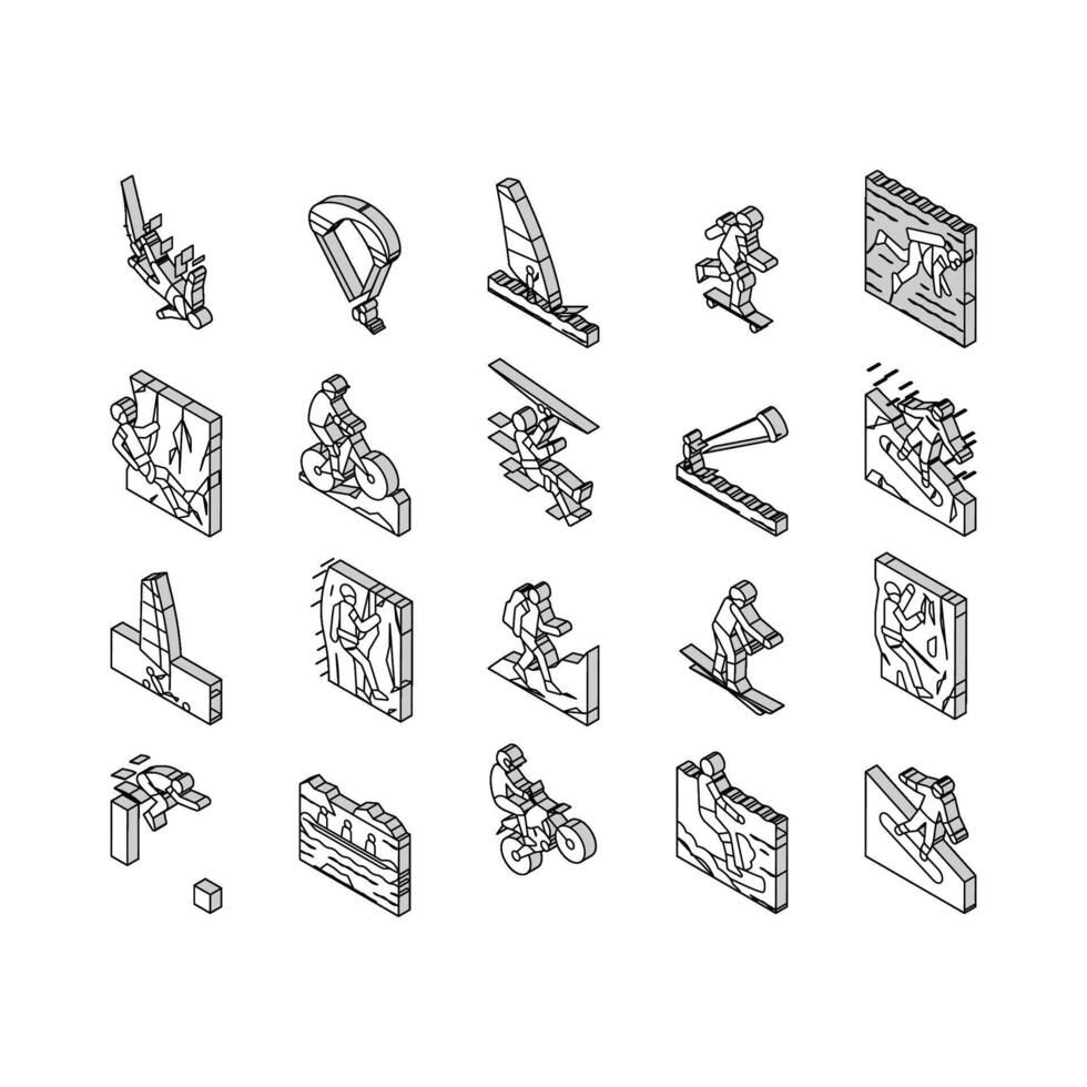 Extreme Sport Sportsman Activity Isometric Icons Set Vector 39316528