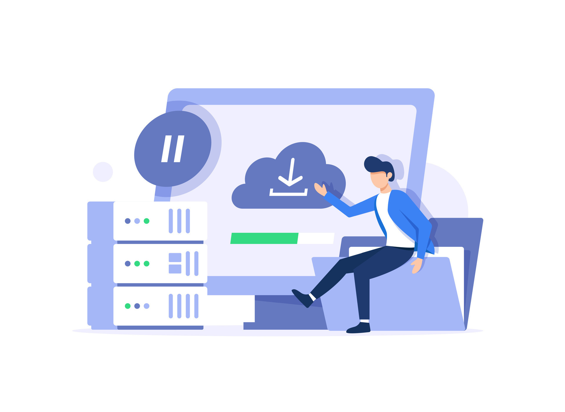 Big Data And Cloud Computingactionable Data Conceptbusiness Characters Using Remote Servers To