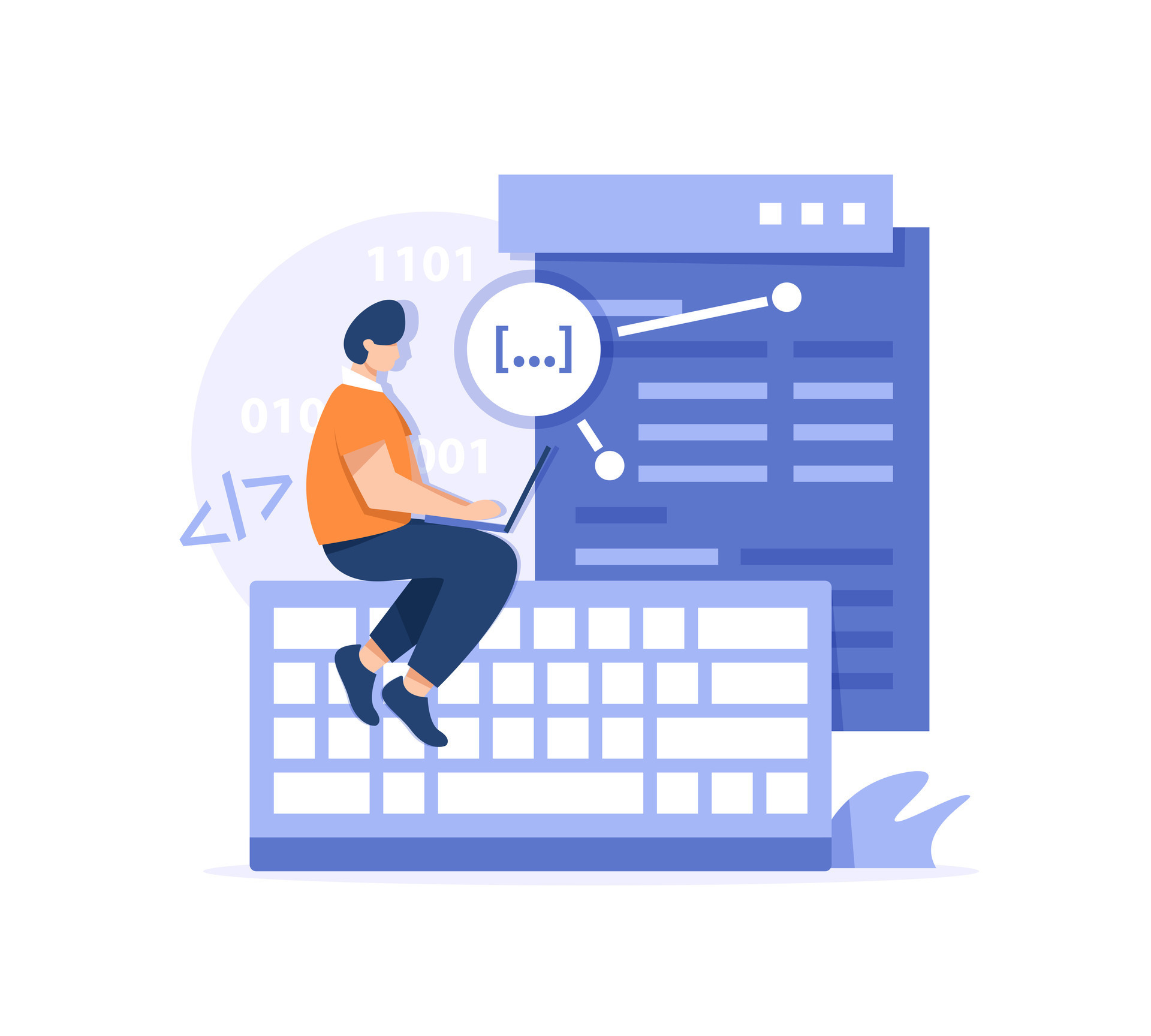 Programmer write code. Young guy develops program or application ... Programmer write code. Young guy develops program or application ...