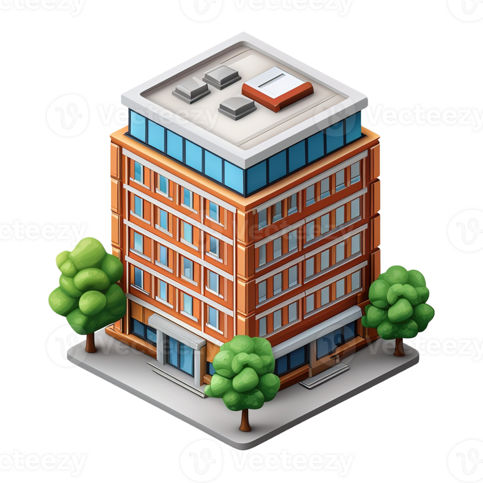 AI generated Office building isometric icon isolated on transparent ... AI generated Office building isometric icon isolated on transparent ...