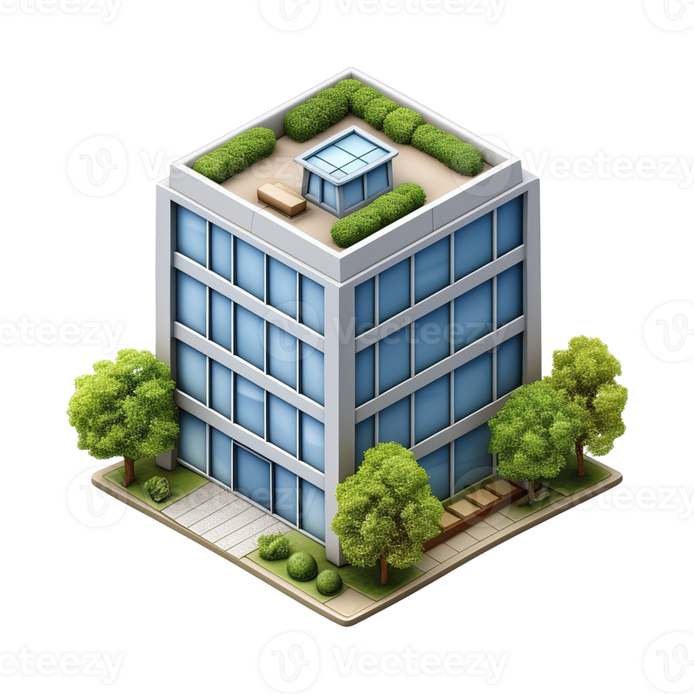 AI generated Office building isometric icon isolated on transparent ... AI generated Office building isometric icon isolated on transparent ...