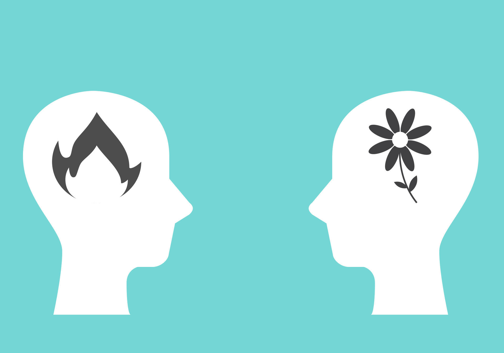 Head sign with fire and flower symbol. Problem resolve control. Mental ... Head sign with fire and flower symbol. Problem resolve control. Mental ...