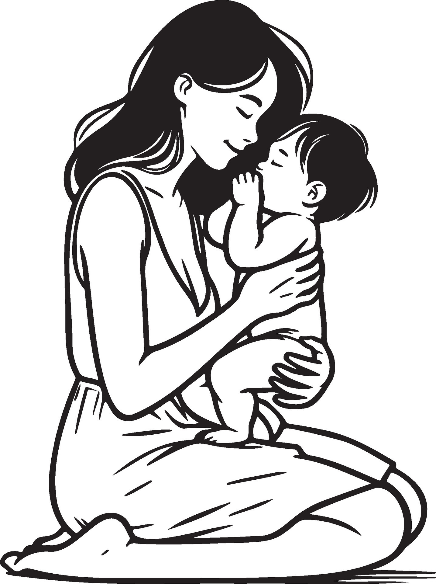 Mother Care Baby Sketch Drawing. 39349936 Vector Art at Vecteezy