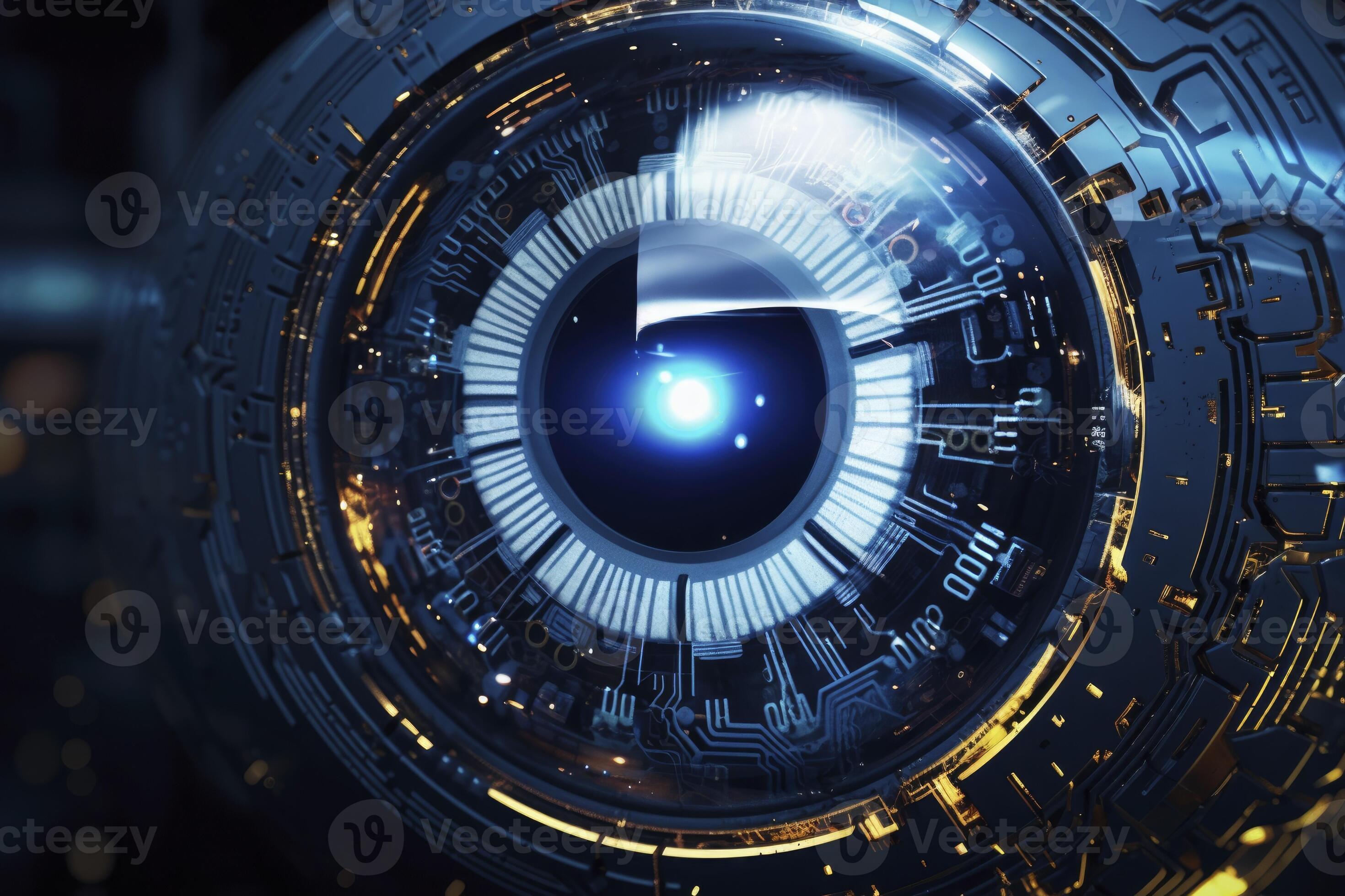 AI generated Futuristic AI eye with a digital interface, depicting the ...
