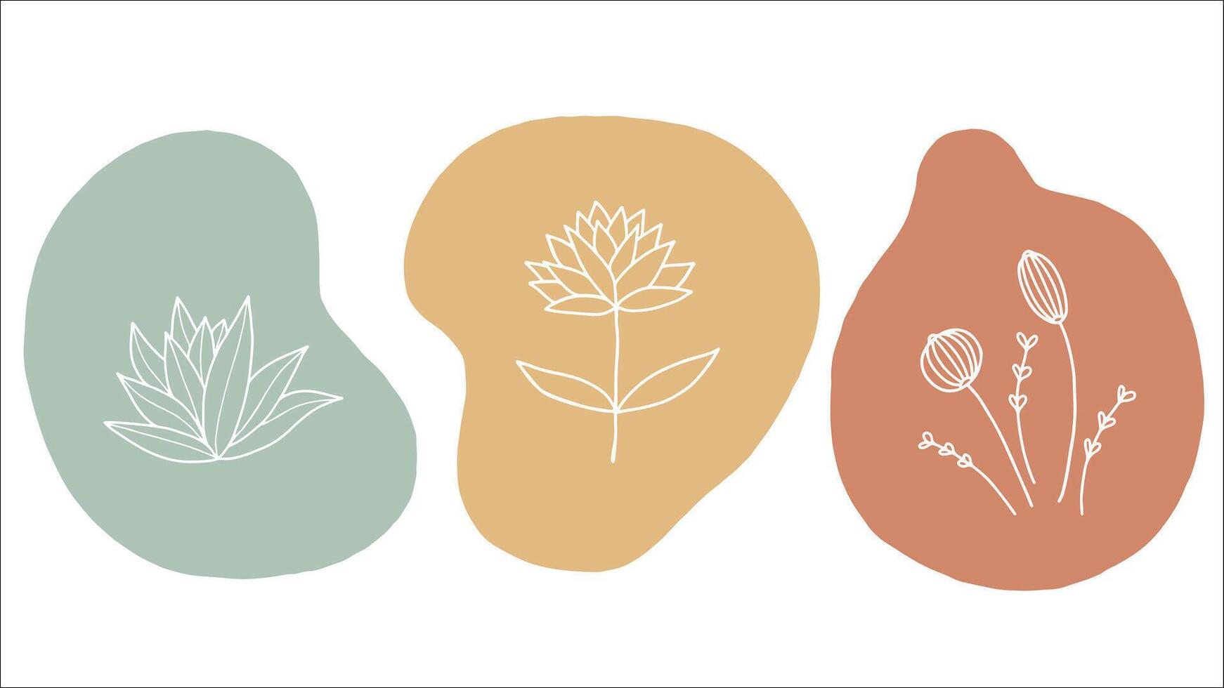 Minimalist Botanical Illustration Featuring Stylized Plants on Pastel Background 39352220 Vector ...