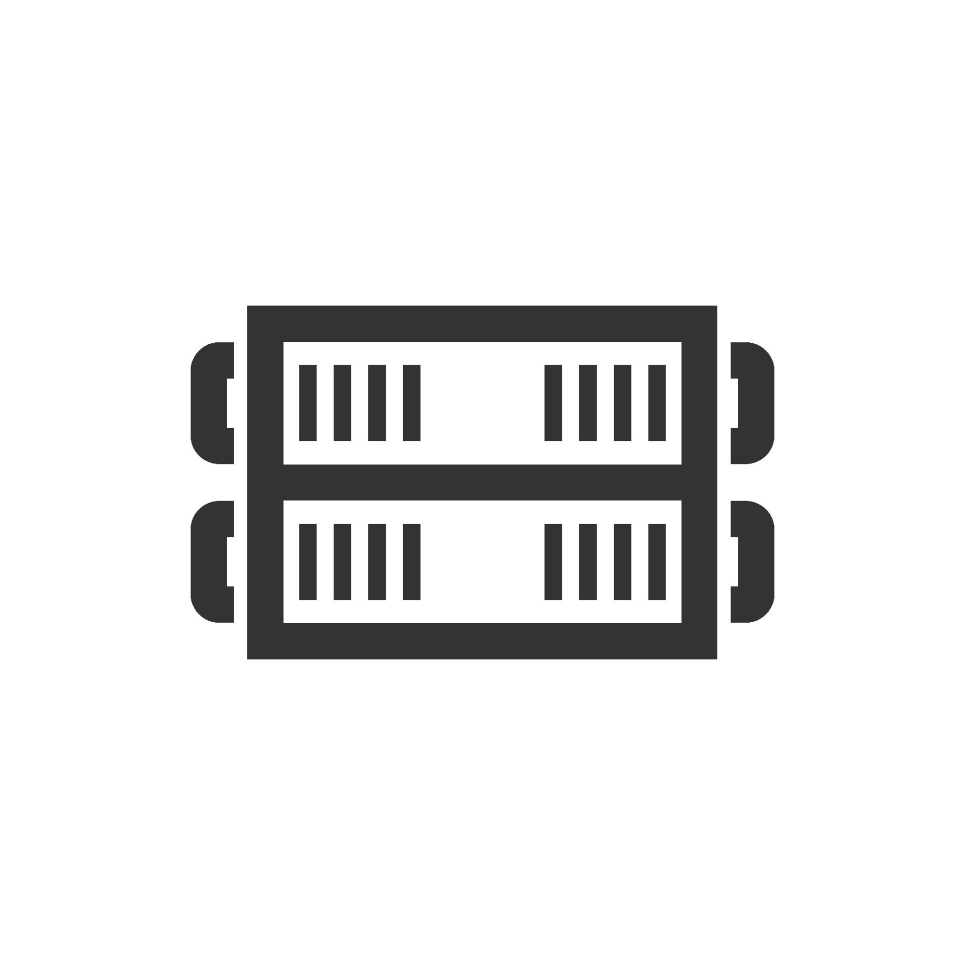 Server rack icon in thick outline style. Black and white monochrome ...