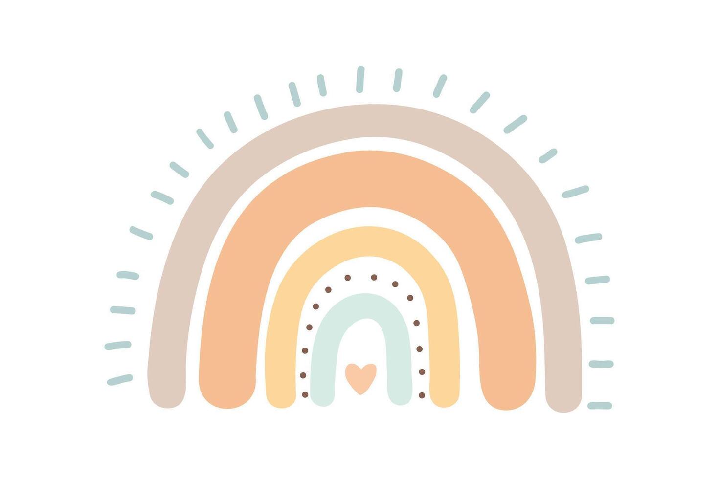 Boho rainbow in pastel colors isolated on white. Scandinavian vector ...