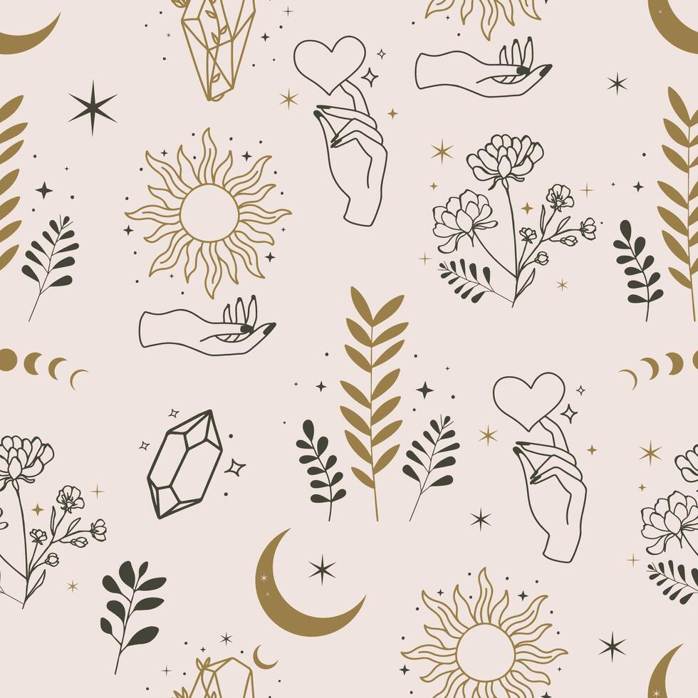 mystic seamless pattern illustration design with hand and sun 39360117 ...