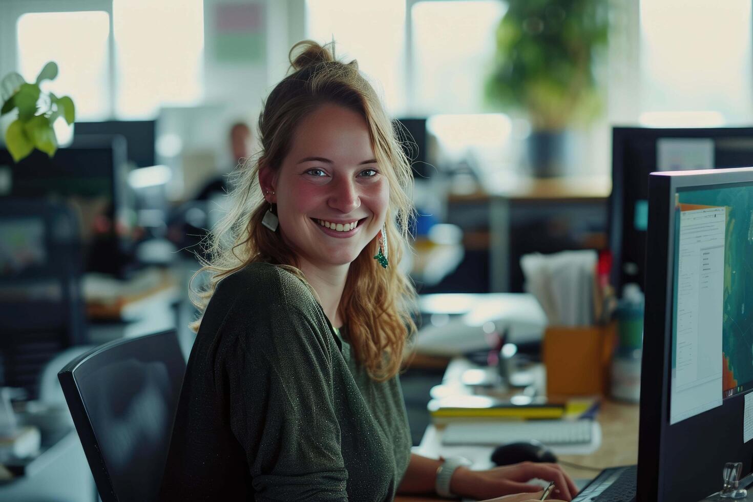 AI generated Cheerful Customer Service Representative with Headset ... AI generated Cheerful Customer Service Representative with Headset ...