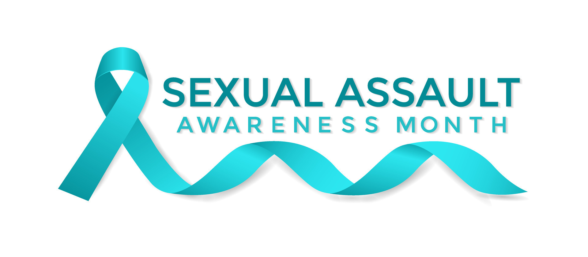 Sexual Assault Awareness Month Concept Banner With Teal Ribbon Vector Illustration Poster