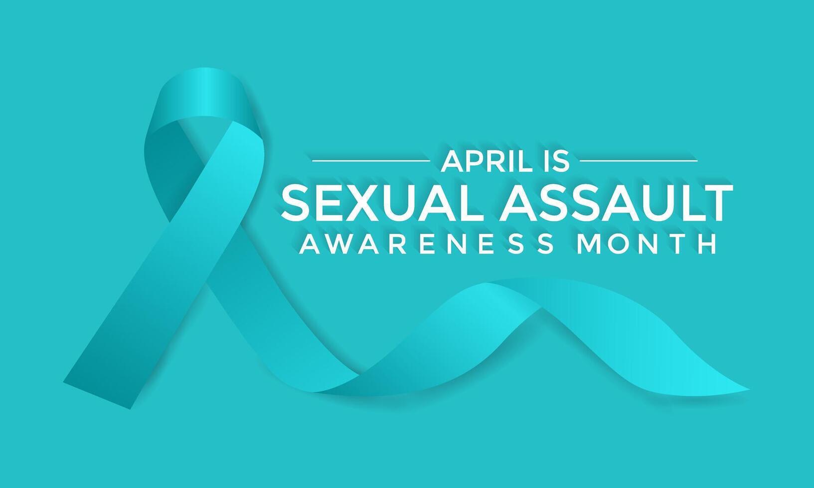 Sexual Assault Awareness Month Concept Banner With Teal Ribbon Vector