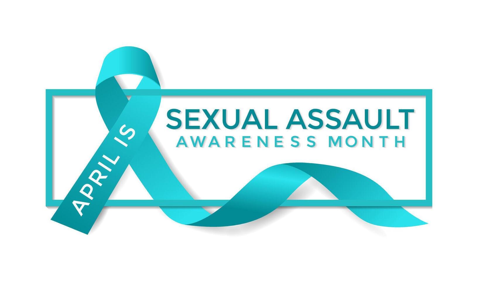 Sexual Assault Awareness Month Concept Banner With Teal Ribbon Vector