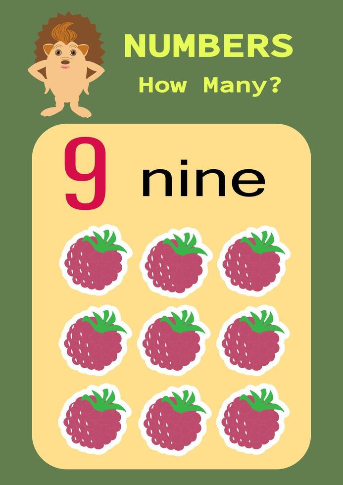 Numbers.Digital card with the image of fruits. Counting game for ...