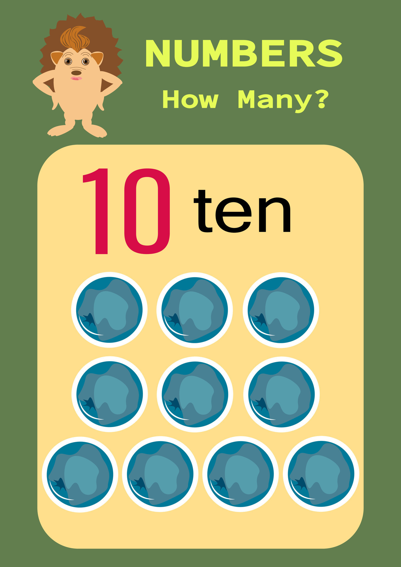 Numbers.Digital card with the image of fruits. Counting game for ...