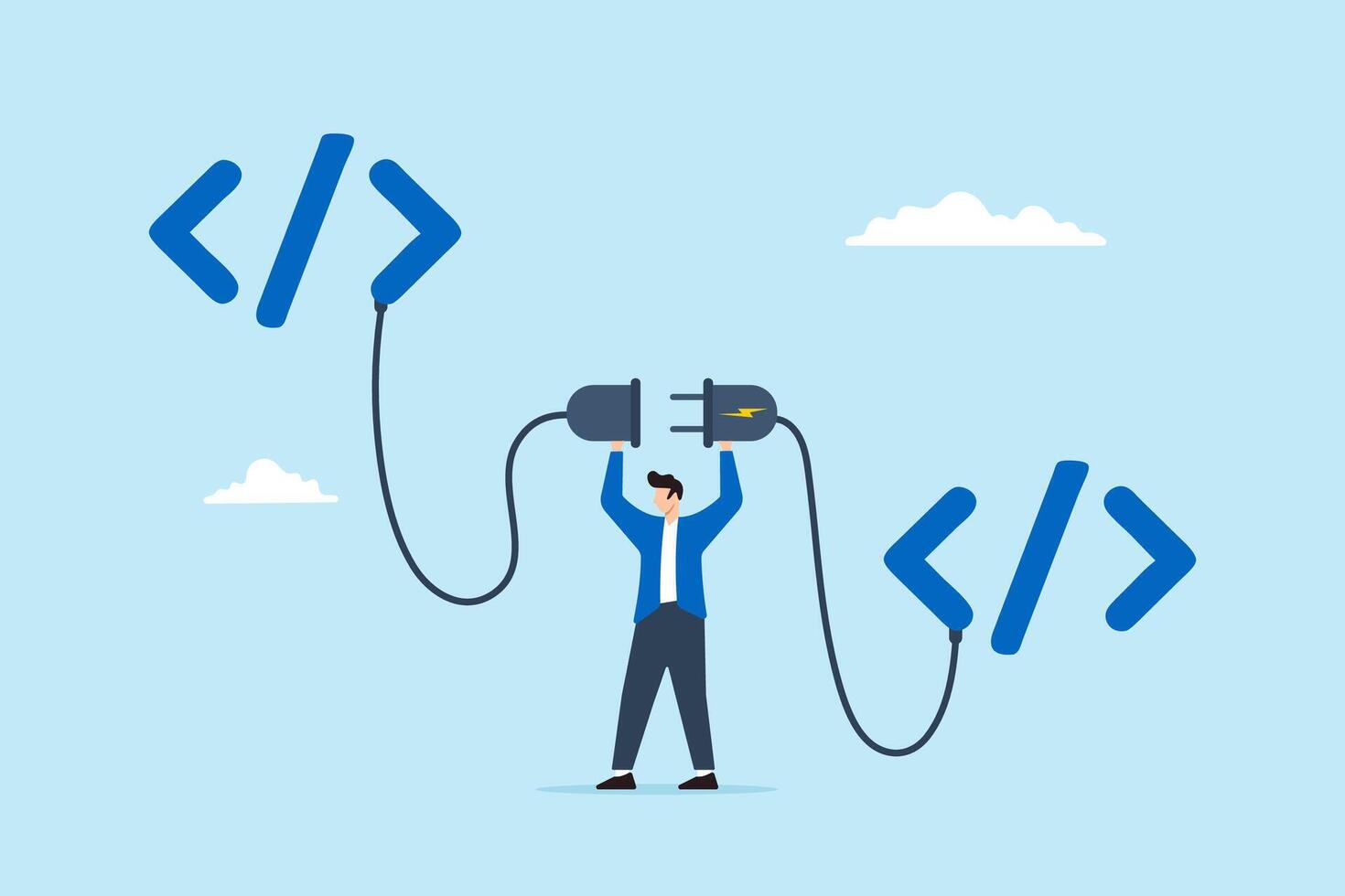 Programmer Connect Socket Between Coding Program 39366075 Vector Art At Vecteezy