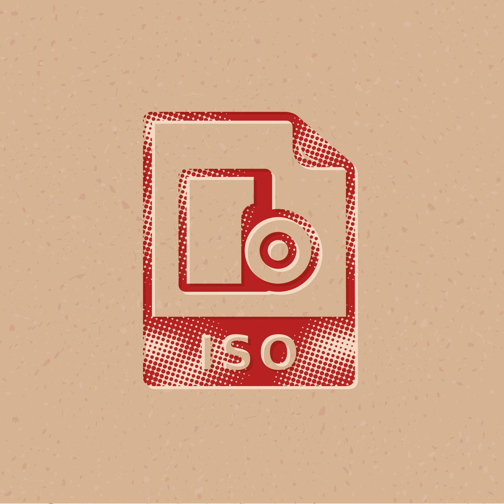 Iso File Format Halftone Style Icon With Grunge Background Vector Illustration 39366828 Vector