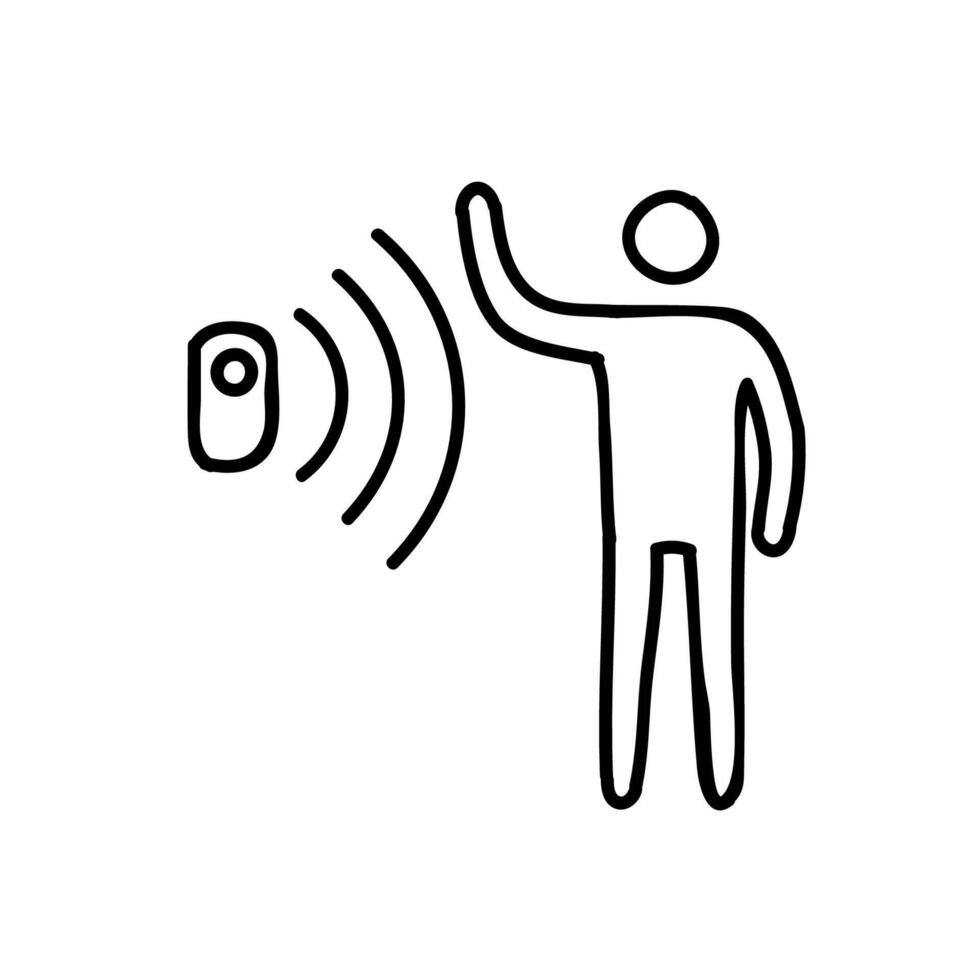 Motion sensor icon. Hand drawn vector illustration. Editable line ...