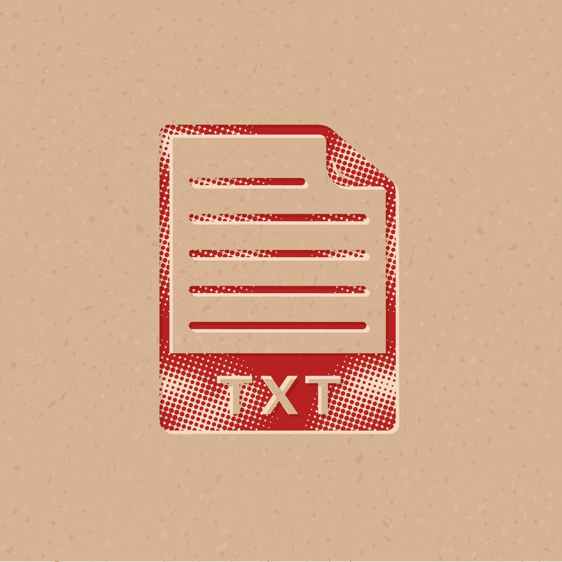 Text file format halftone style icon with grunge background vector ...