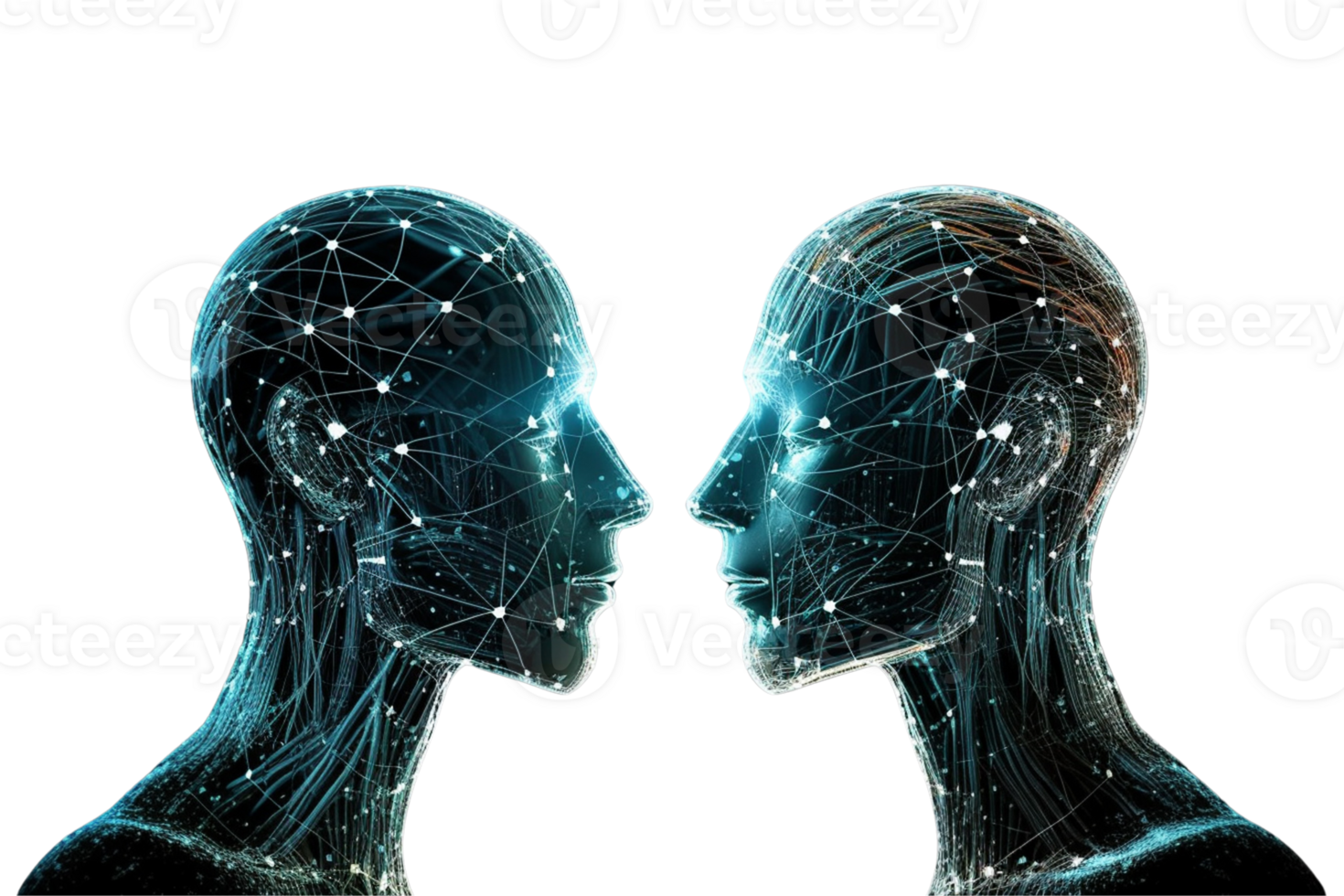 AI generated Artificial intelligence robot communicate each other on ...