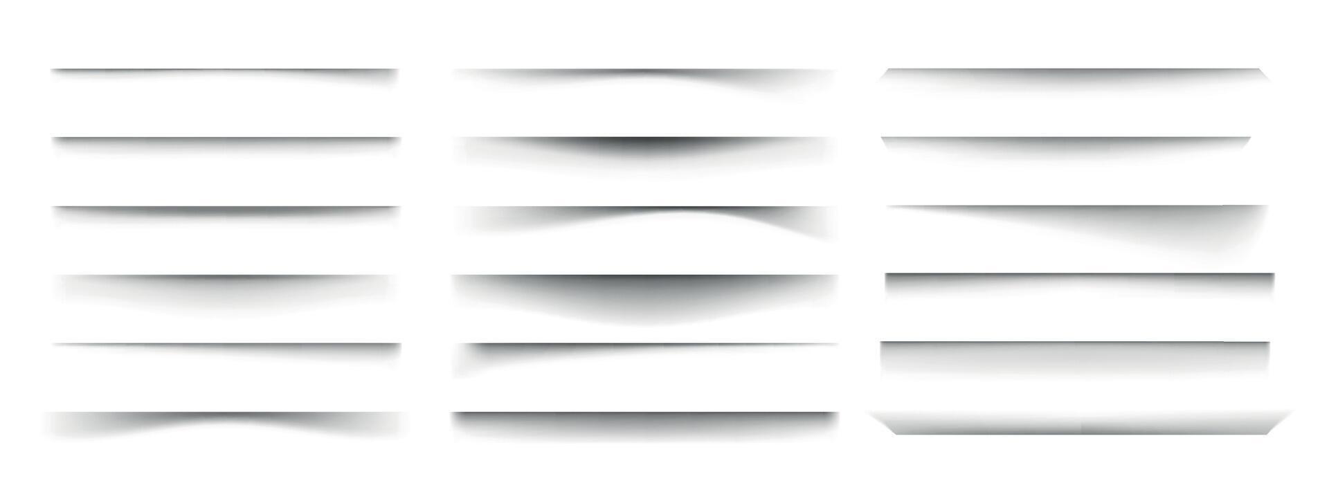 Paper shadow effect. Realistic overlay divider, transparent poster and banner shadows. Vector ...