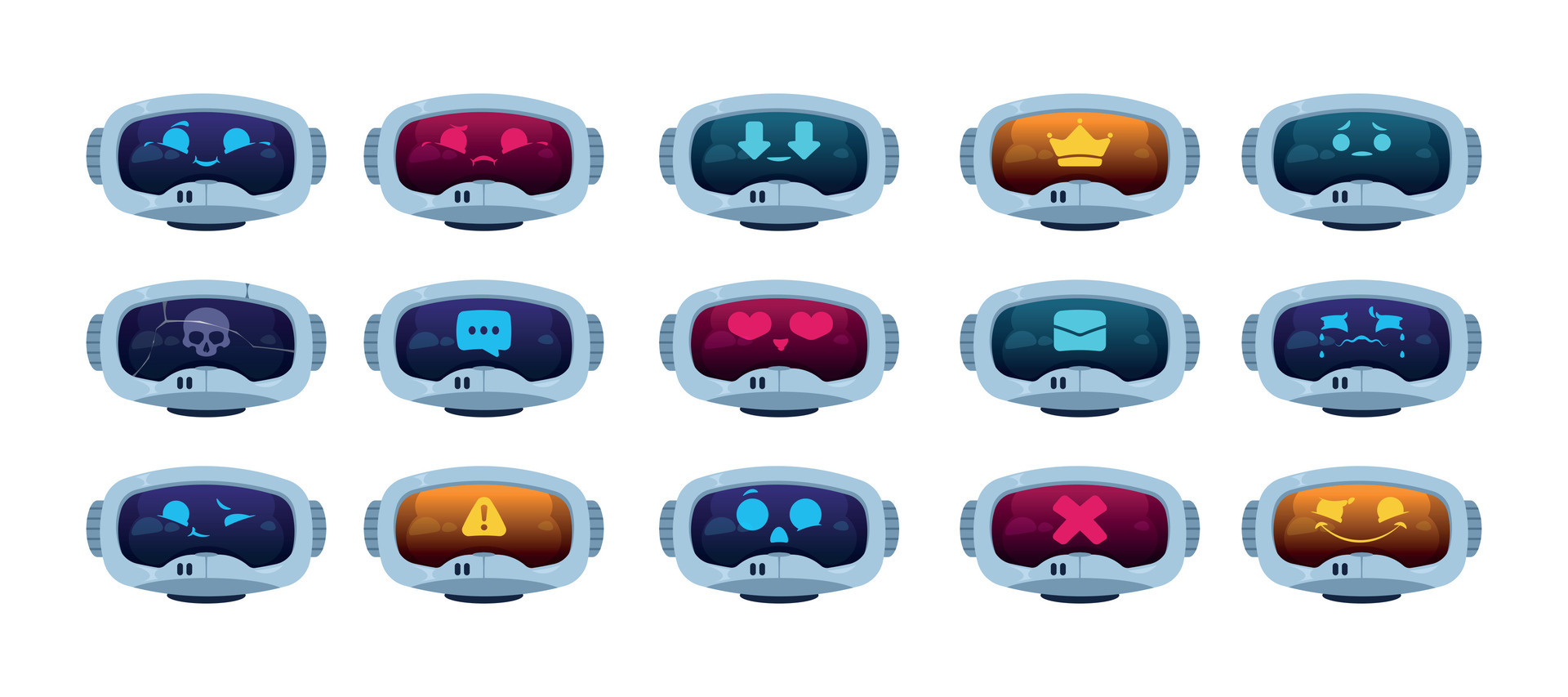 Chat Bot Face Cartoon Robot Head Display Different Emotion Chatbot With Artificial