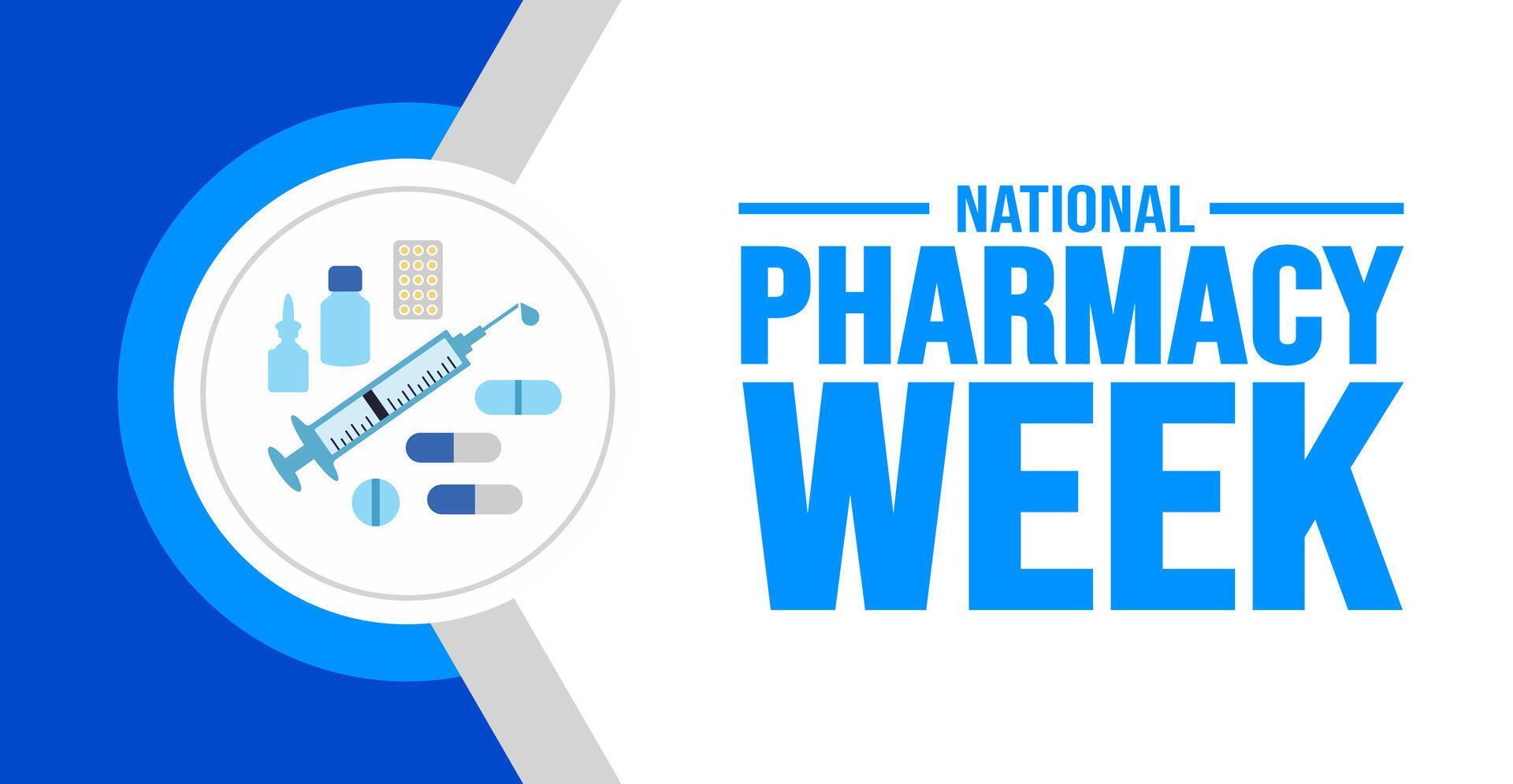 October is National Pharmacy Week background template. Holiday concept. background, banner ...