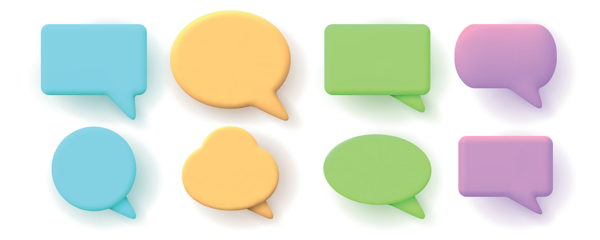 3d notification, chat message or speech bubbles shapes. Dialogue window ...