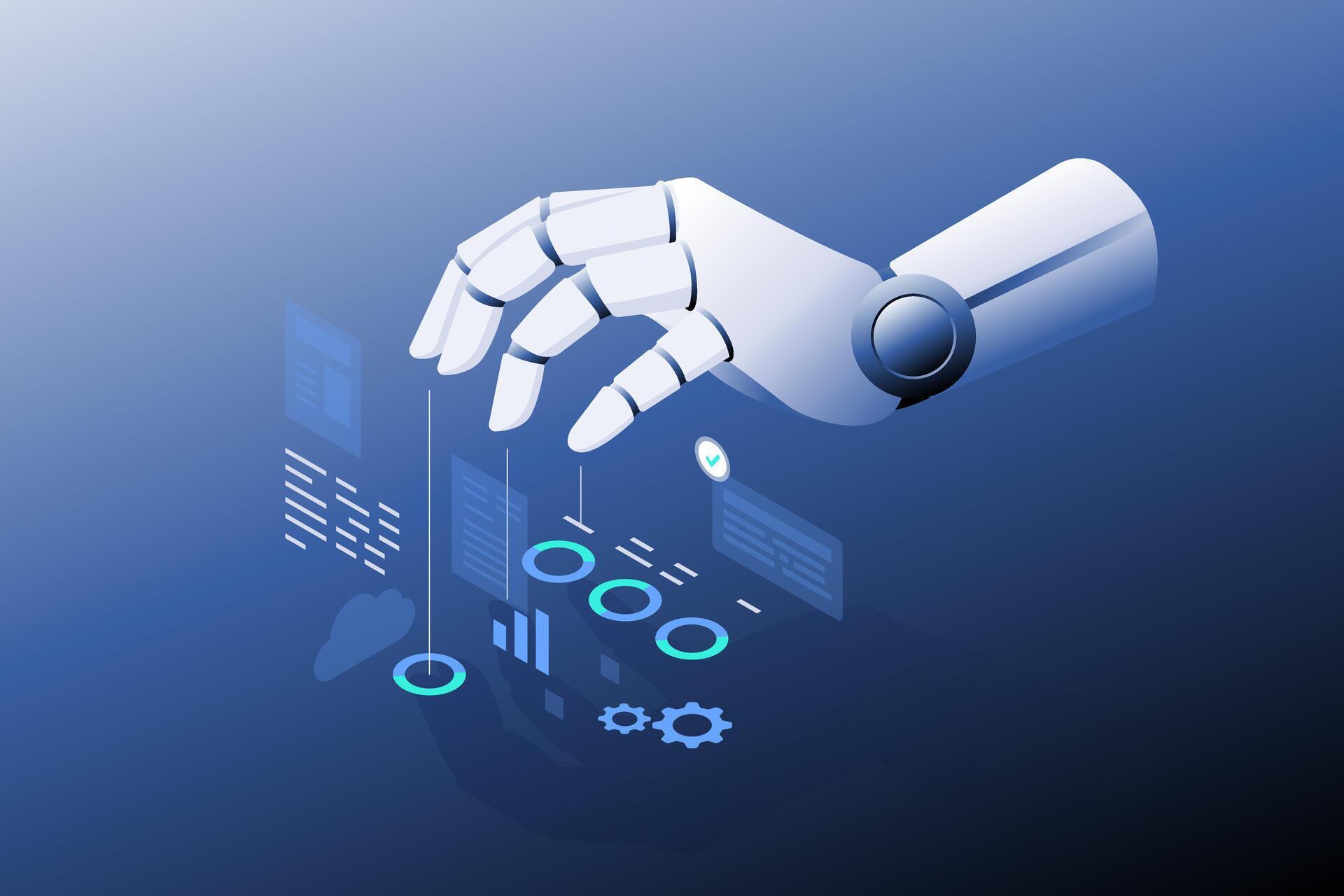 Generative Ai Applications with robot hand concept illustration ...