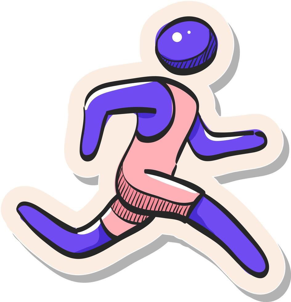 Hand drawn Running athlete icon in sticker style vector illustration ...