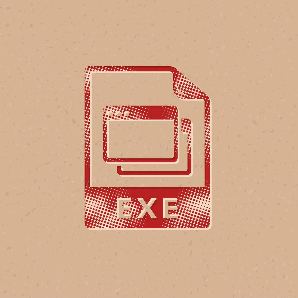 Executable File Format Halftone Style Icon With Grunge Background 3127