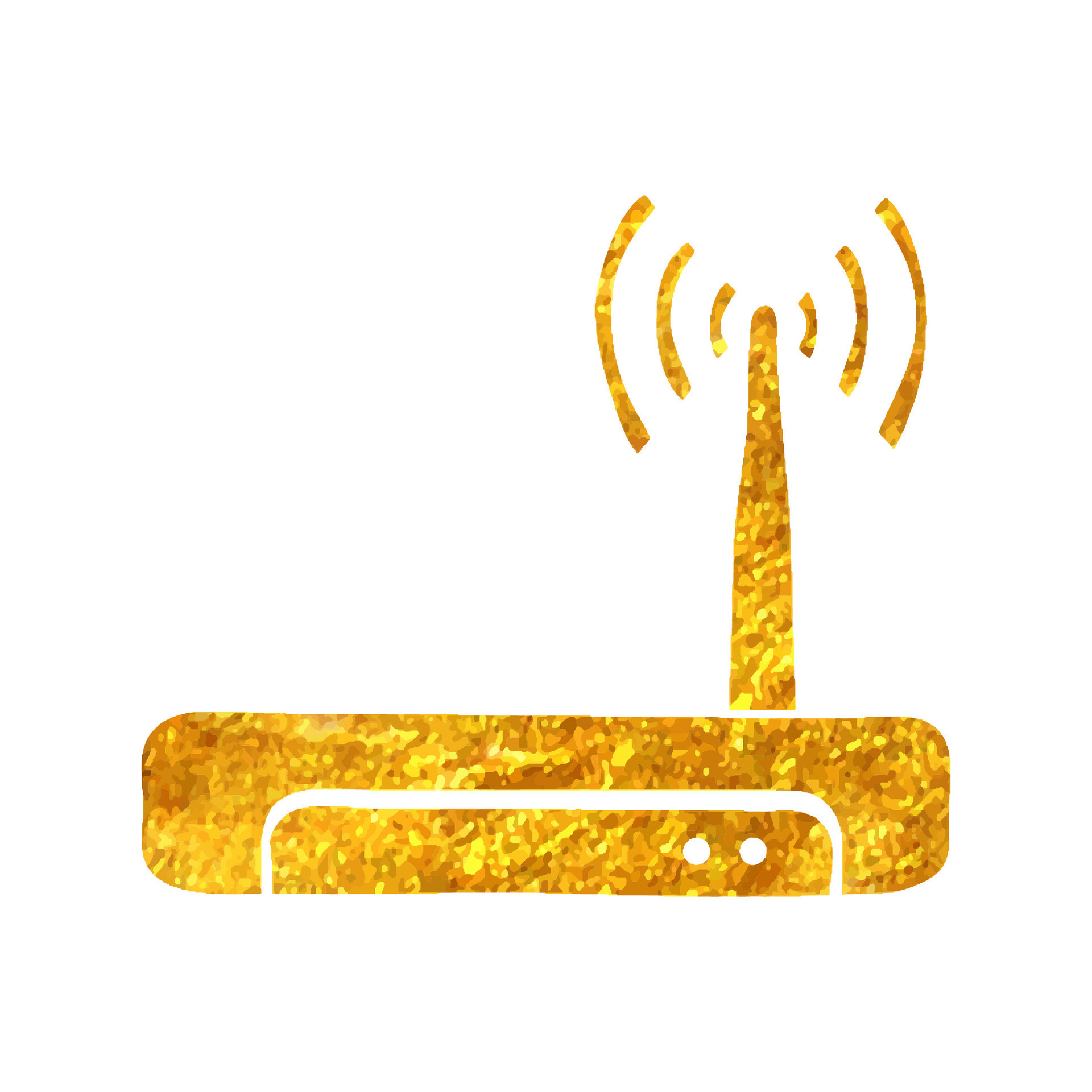 Hand Drawn Internet Router Icon In Gold Foil Texture Vector