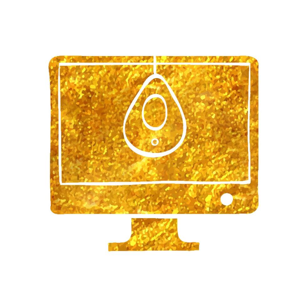 Hand Drawn Monitor Calibration Icon In Gold Foil Texture Vector