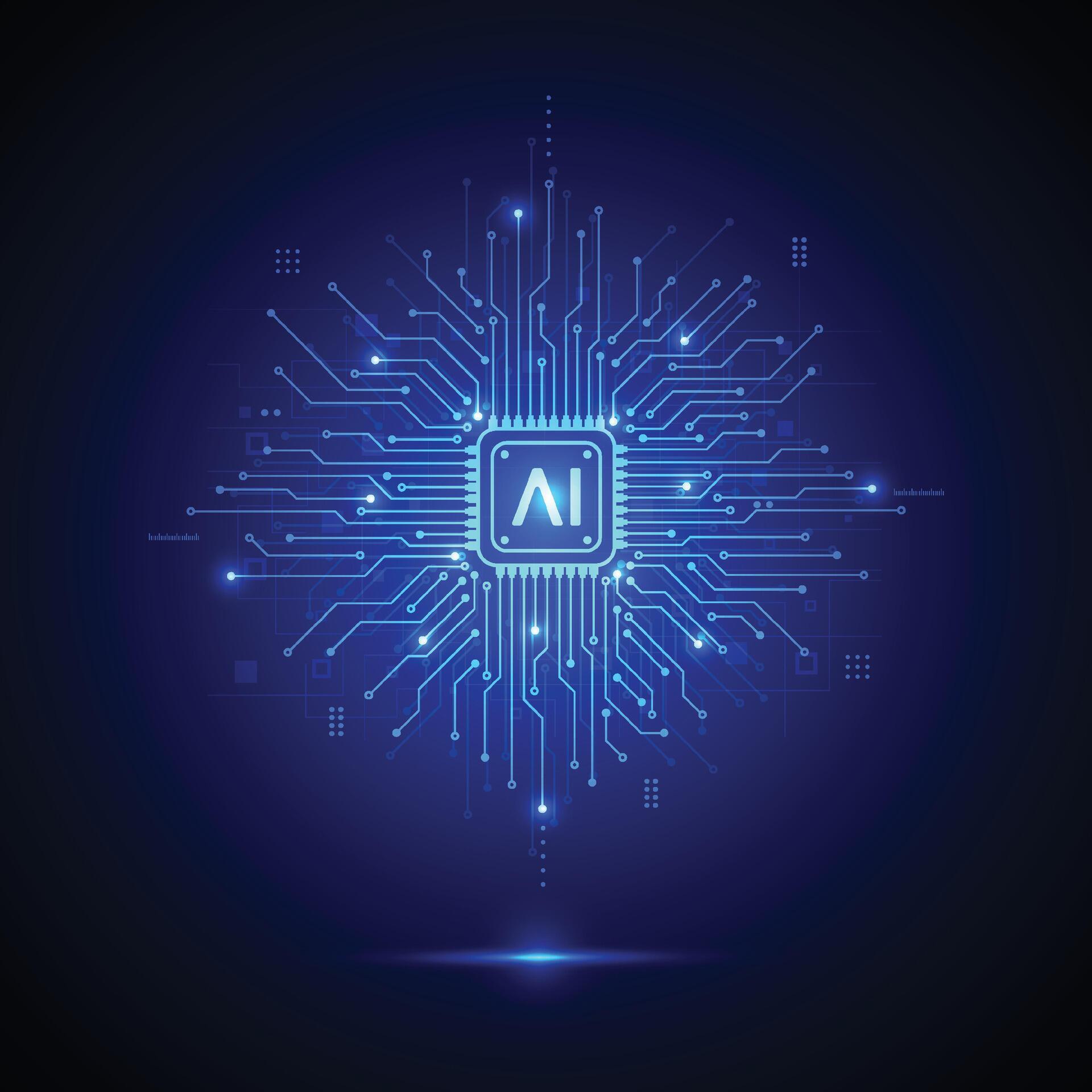 Artificial intelligence circuit line style. Machine learning design ...
