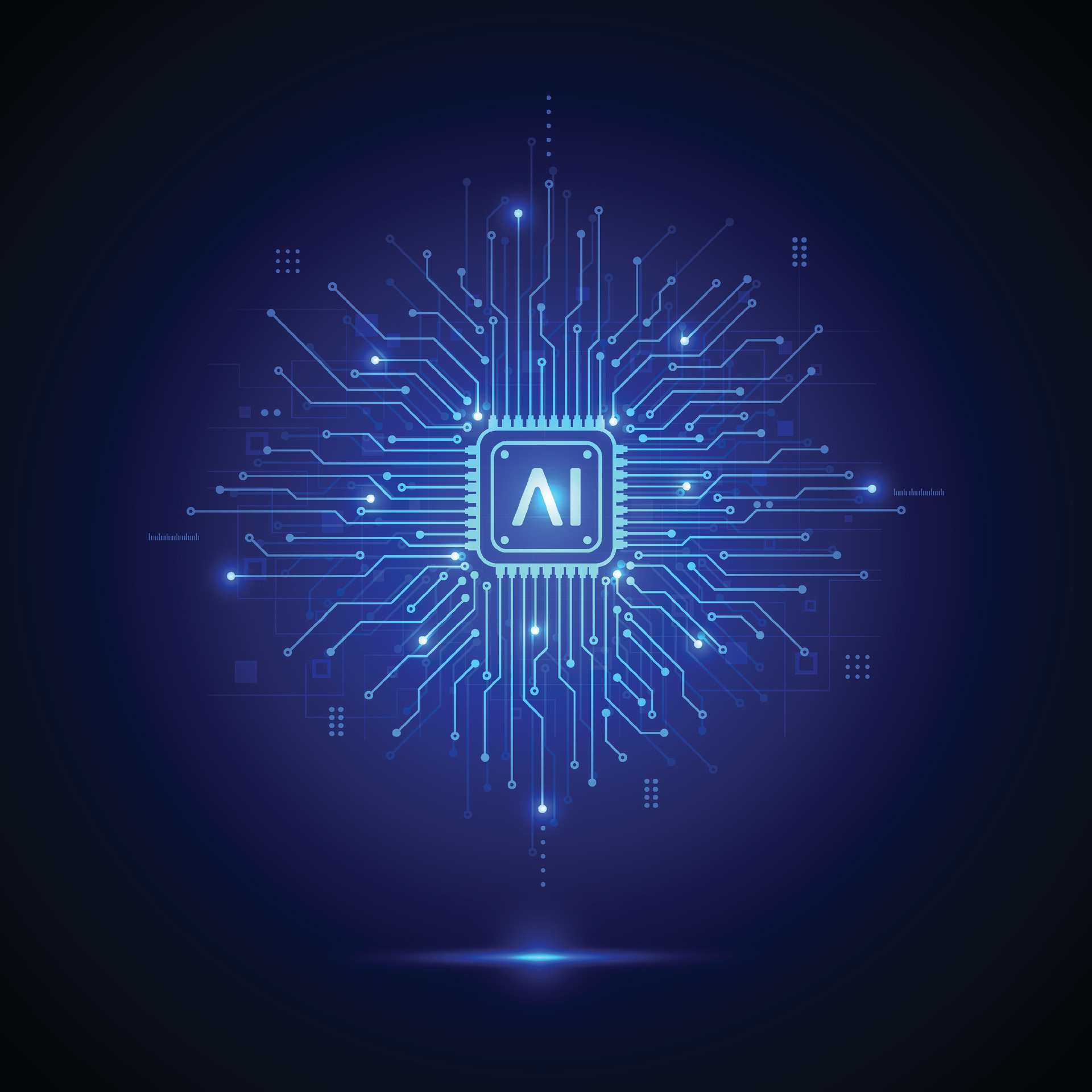 Artificial intelligence circuit line style. Machine learning design ...